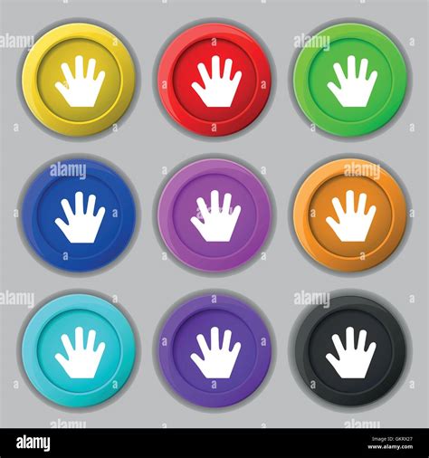 Hand Icon Sign Symbol On Nine Round Colourful Buttons Vector Stock Vector Image And Art Alamy
