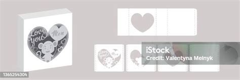 발렌타인 데이 종이 조각 터널 카드 원숭이 풍선 3d 팝업 레이어 카드 현대 종이 접기 디자인 템플릿 3d 종이 라이트박스