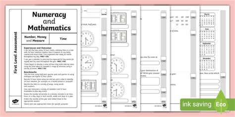 First Level Time Assessment Cfe Numeracy And Mathematics