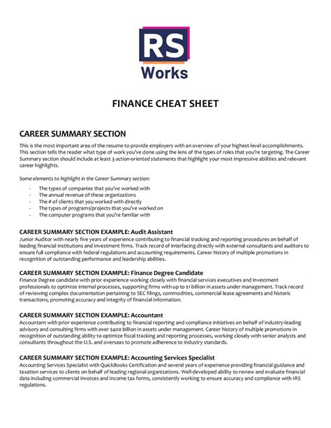 Finance Cheat Sheet Lecture Notes Finance Docsity