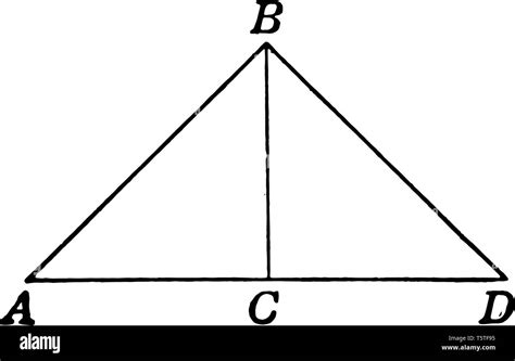 An Image Showing A Triangle The Triangle Abc Divided Into Two Equal Parts Vintage Line Drawing