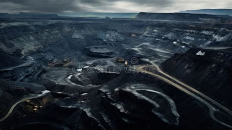 Open Pit Mine Extractive Industry For Coal Top View Aerial Drone Neural Network Ai Generated