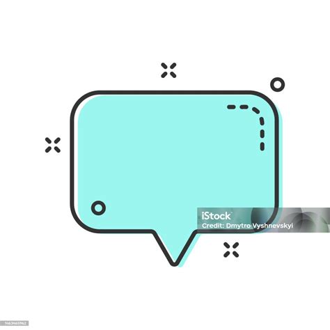 흰색 배경에 격리된 청록색 말풍선 벡터 삽화 검은 선 획과 장식이 있는 청록색 말풍선 웹 및 Ui 디자인 프레젠테이션 및 소셜 미디어 게시물 검은색에 대한 스톡 벡터 아트