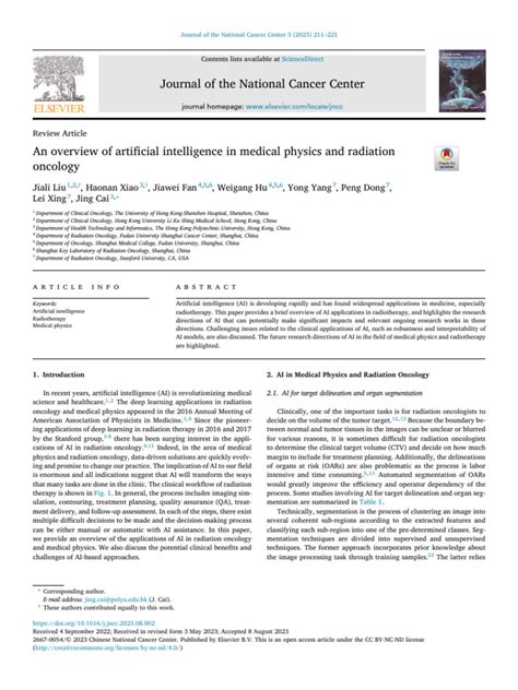 An Overview Of Artificial Intelligence In Medical Physics And Radiation