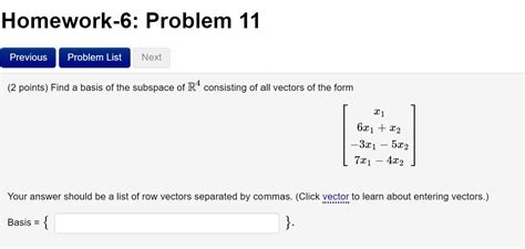 Solved Homework Problem Points Find A Basis Of The Chegg