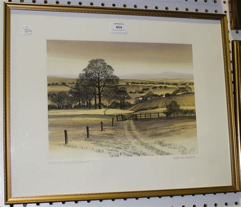 Kathleen Caddick Across The Dales Colour Etching Signed Titled And Inscribed
