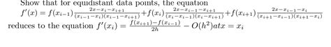 Solved Show That For Equidistant Data Points The