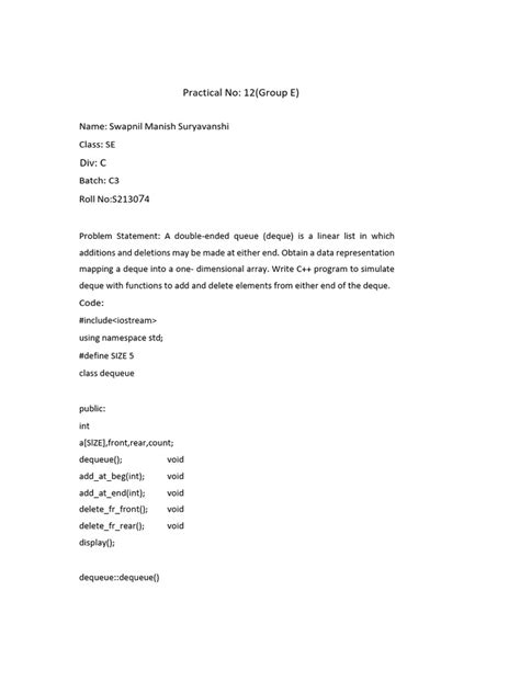 Practical No12 Pdf Computer Programming Algorithms And Data Structures