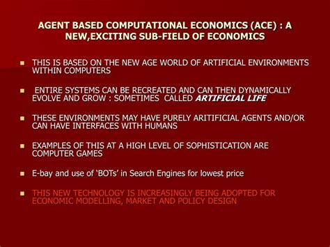 Ppt Agent Based Computational Economics Applications To Economic