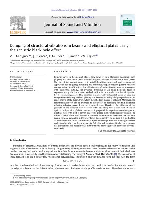 Pdf Damping Of Structural Vibrations In Beams And Elliptical Plates Using The Acoustic Black
