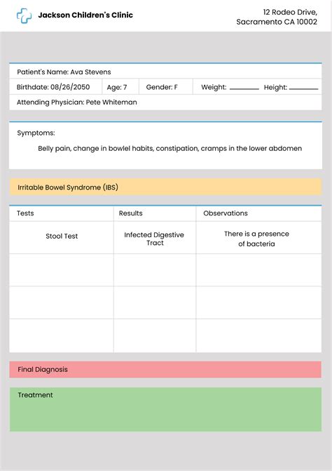 Free Patient Chart Templates Editable And Printable