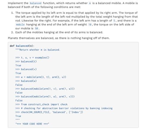 Solved Implement The Balanced Function Which Returns