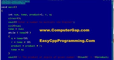 c program to find product of digits of given number ~ c tutorial