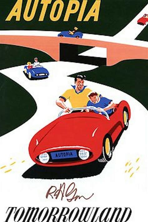 Disneyland Autopia Attraction Poster Signed By Disney Legend Bob Gurr