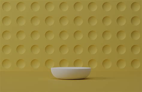 노란색 배경에 화장품 둥근 연단 또는 받침대 추상 제품 디스플레이 연단 기하학적 모양의 3d 렌더링 스튜디오 플랫폼이있는 화장품 제품 최소 장면 공란에 대한 스톡 사진 및