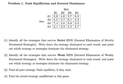 solved problem 1 nash equilibrium and iterated dominance