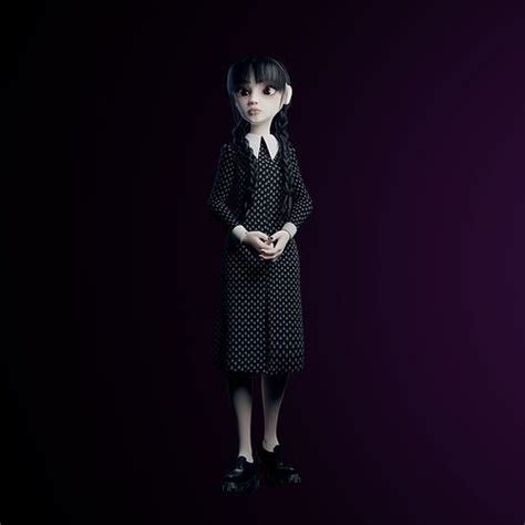 3d Model Wednesday Addams Rigged 3d Character Model Vr Ar Low