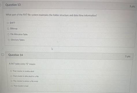 Solved What Part Of The Fat File System Maintains The Folder