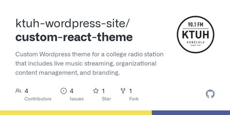 Github Ktuh Wordpress Sitecustom React Theme Custom Wordpress Theme For A College Radio