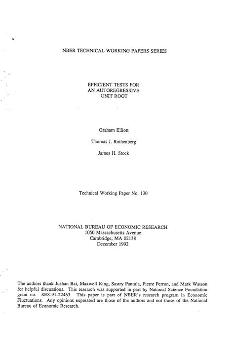 Pdf Efficient Tests For An Autoregressive Unit Root