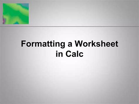 Formatting A Worksheet In Calc PPTX Technology Computing