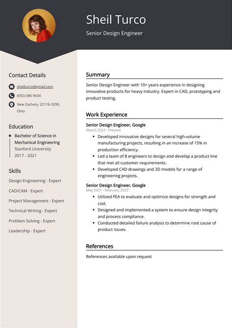 Senior Design Engineer Resume Examples Template And 20 Tips