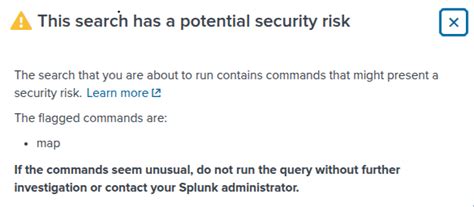 Remove The Warning This Search Has A Potential Security Risk Splunk