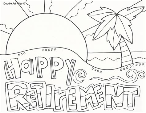 Retirement Coloring Pages Doodle Art Alley