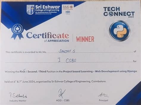 Sanjay S On Linkedin Achievement Pythondjango