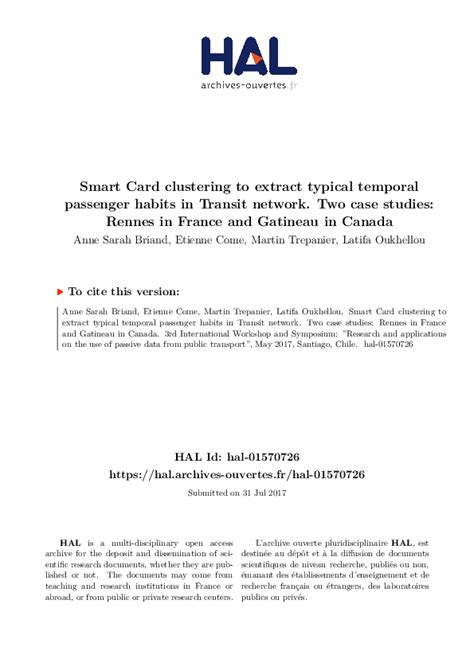Pdf Smart Card Clustering To Extract Typical Temporal Passenger