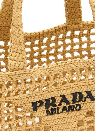 Prada Logo 拉菲草编织托特包 女士 Lane Crawford