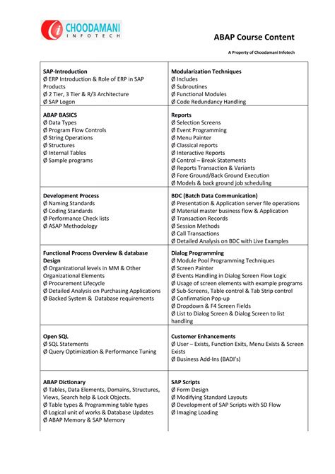 abap course content pdf databases computer software and applications
