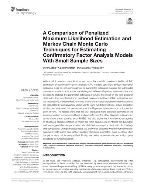 Pdf A Comparison Of Penalized Maximum Likelihood Estimation And