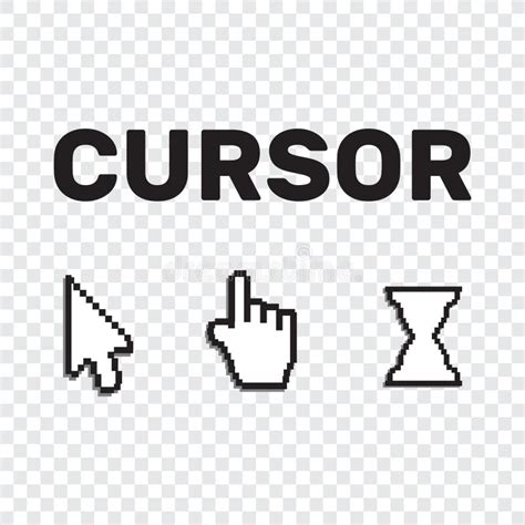 Pixel Cursors Icons Mouse Hand Arrow Mouse Computer Cursor Stock