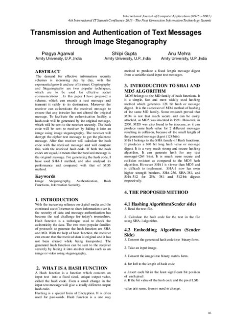 Pdf Transmission And Authentication Of Text Messages Through Image