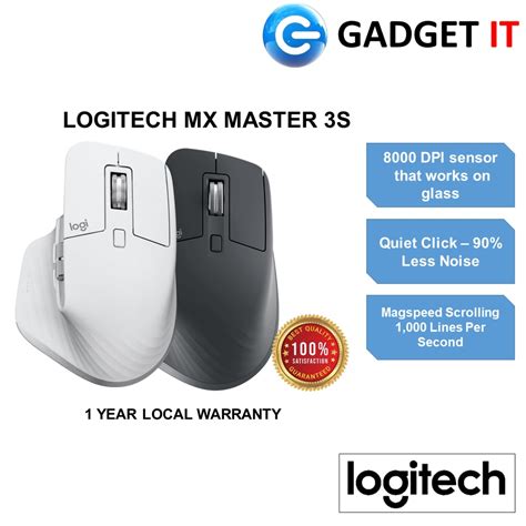 LOGITECH MX MASTER 3S WIRELESS BLUETOOTH MOUSE WITH HYPER FAST SCROLL WHEEL AND USB C QUICK