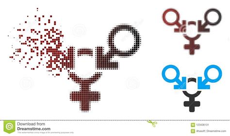 Moving Pixel Halftone Polyandry Icon Stock Vector Illustration Of