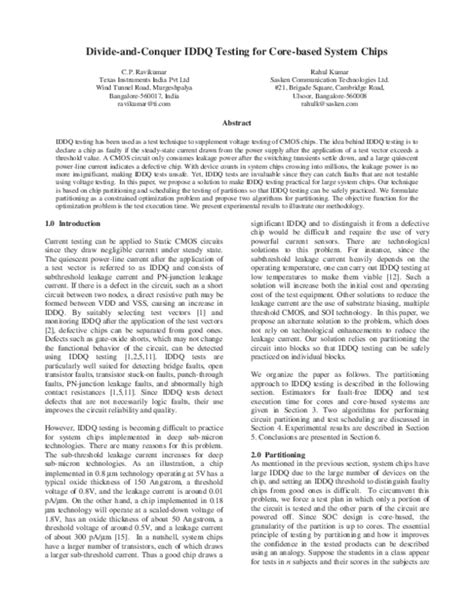 Pdf Divide And Conquer Iddq Testing For Core Based System Chips