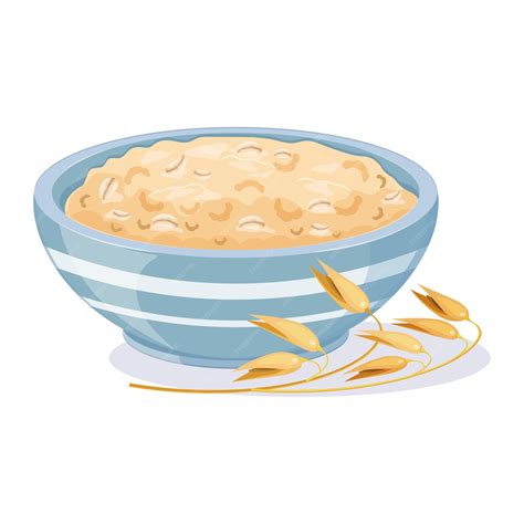 Avena En Taza Azul Con Rama De Oreja Desayuno Saludable Inglés Granola