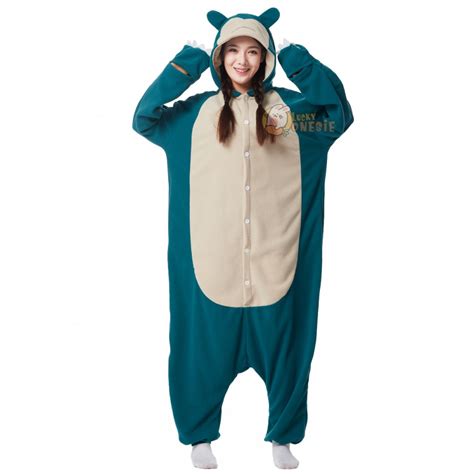 Snorlax Onesie Pajamas Womens Mens Halloween Costume Luckyonesie