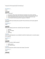 Components Of The Computer System Unit Module Quiz Components Of The Computer System Unit