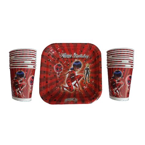 قیمت و خرید پیش دستی و لیوان یکبار مصرف طرح دختر کفش دوزک بسته 40 عددی