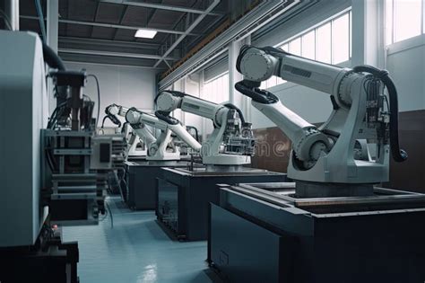 Robotic Arms Working On Assembly Line In Factory Concept Of Artificial Intelligence For