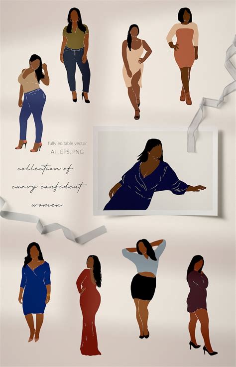 Curvy Girl Clipart Curvy Woman Clipart Plus Size Woman Body Etsy