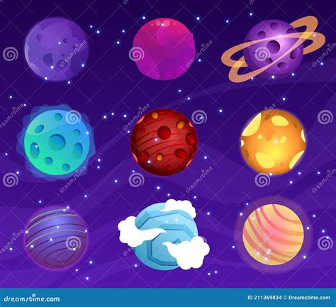 Set Of Cartoon Planets Vector Illustration 211369834
