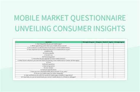 Mobile Market Questionnaire Unveiling Consumer Insights Excel Template