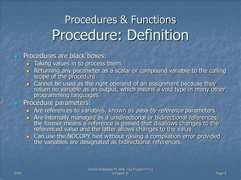 Ppt Procedures And Functions Oracle Database Plsql 10g Programming Powerpoint Presentation Id
