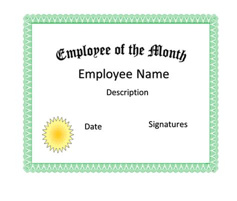 19 Best Employee Of The Month Certificate Templates Word