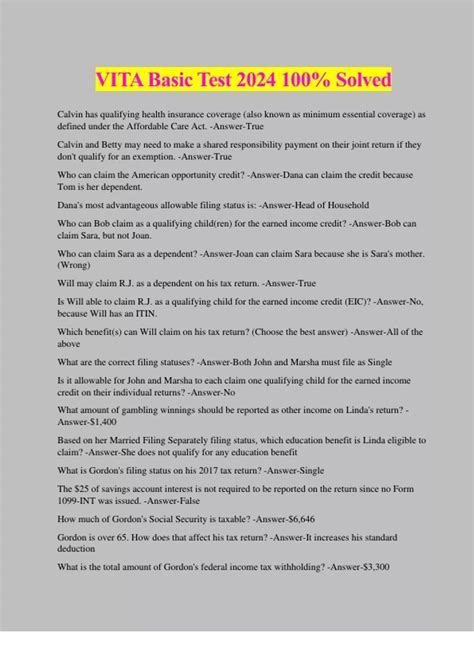 Vita Basic Test 2024 100 Solved Vita Stuvia Us