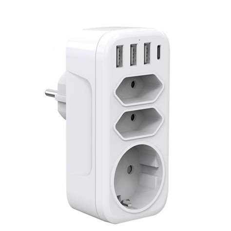 Adaptor Incarcator Convertor Priza Universal De Calatorie USB TypeC Alb EMAG Ro